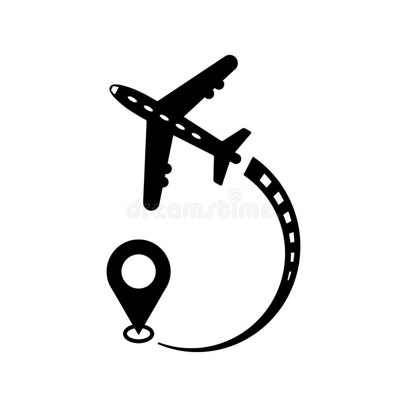 Flight Route Location Icon. Black Vector Design Stock Illustration ...