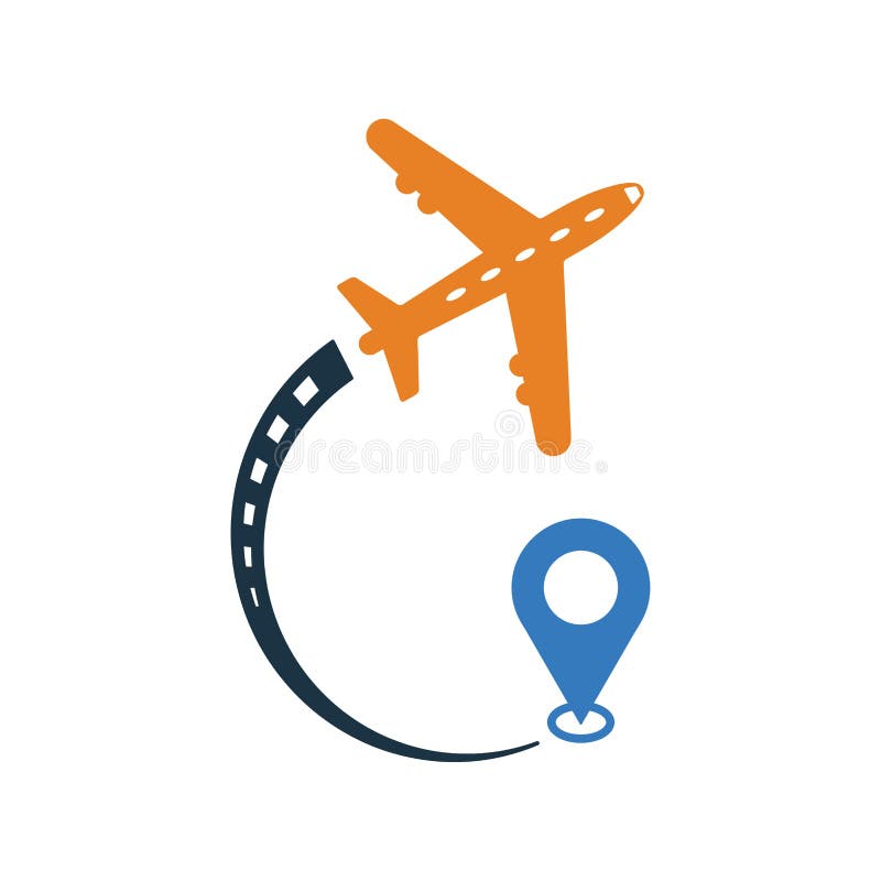 Flight Route Location Icon. Simple Editable Vector Logo Stock ...