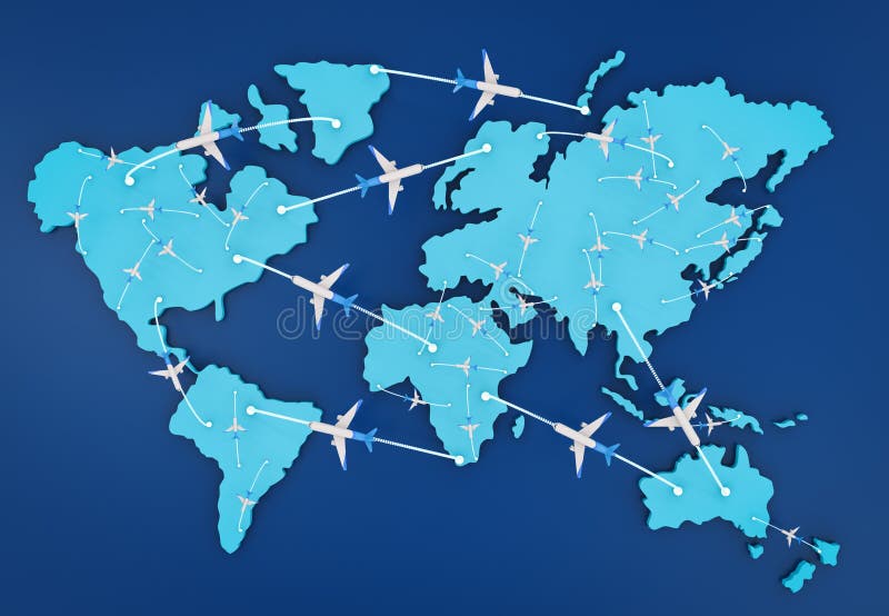 Flight Route with World Map Stock Illustration - Illustration of ...