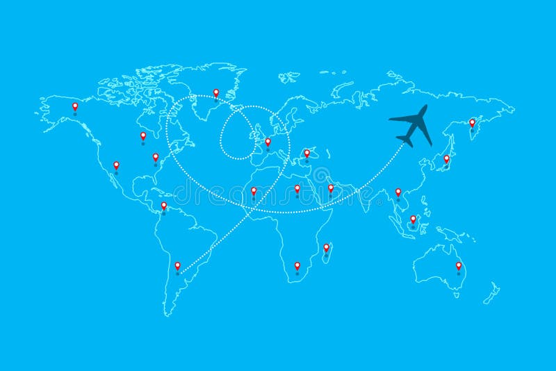Flight Routs Map with Airplanes on it, Illustration Stock Illustration ...