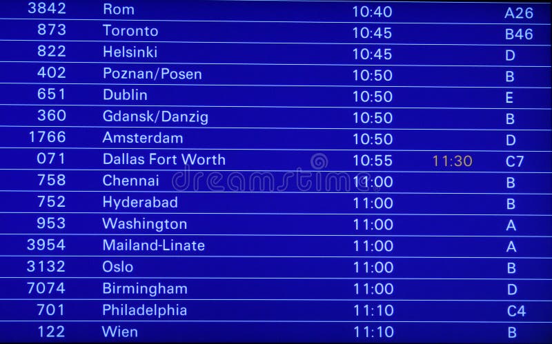 Flight Schedule Display Board Stock Image - Image of boarding, journey ...
