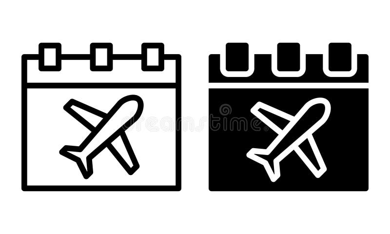Flight Schedule Icon with Outline and Glyph Style. Stock Vector ...