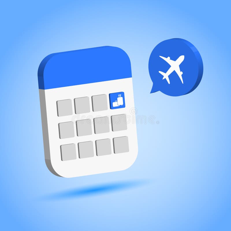 Flight Schedule Plan Reminder in 3d Style Calendar Illustration with ...