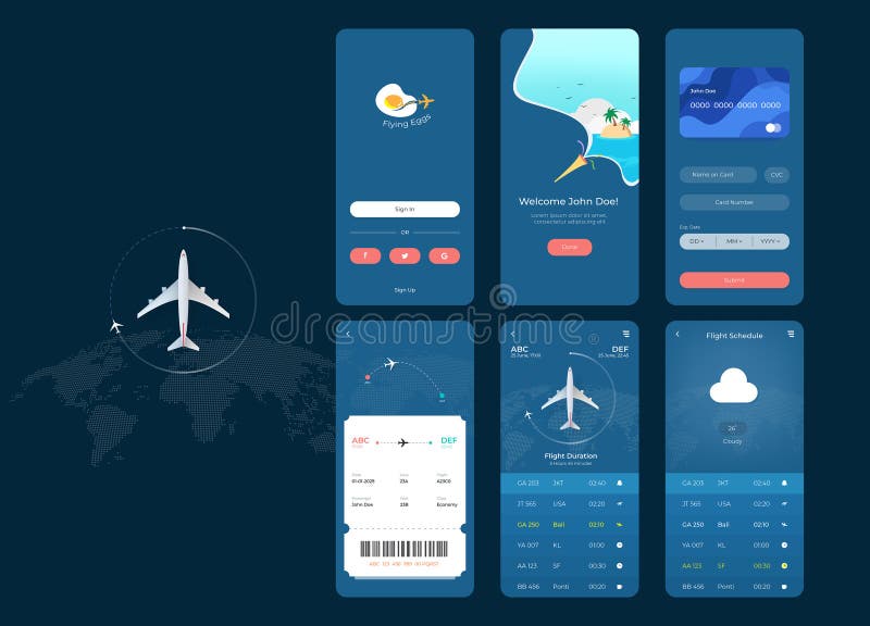 UI or User Interface for Flight Schedule App Stock Vector ...