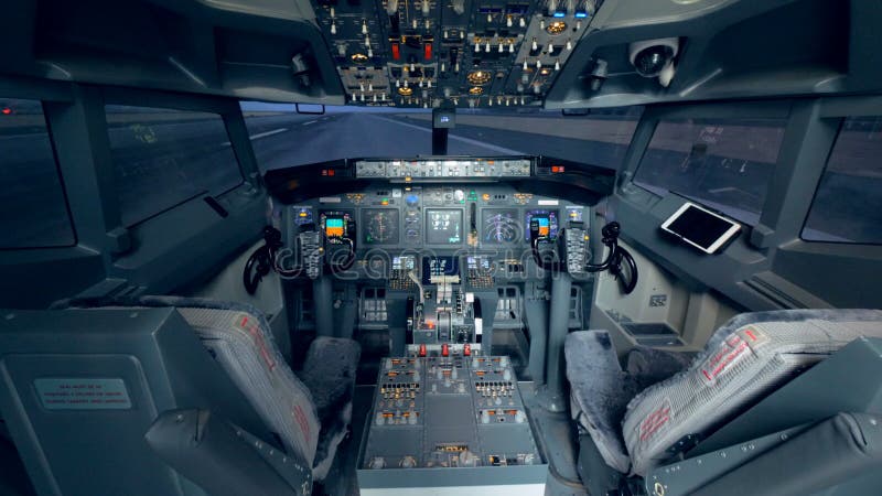 Empty Cabin Cockpit of an Aircraft from the Inside. Pilot Cabin of an ...