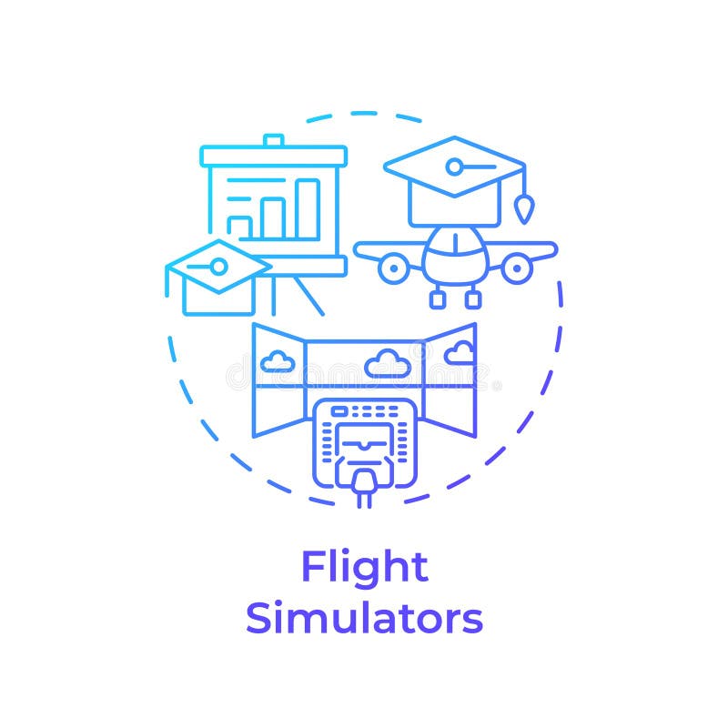 Flight Simulators Blue Gradient Concept Icon Stock Vector ...