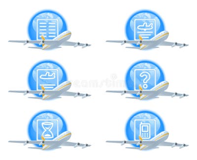 Flight status icon set stock vector. Illustration of estimated - 24942587