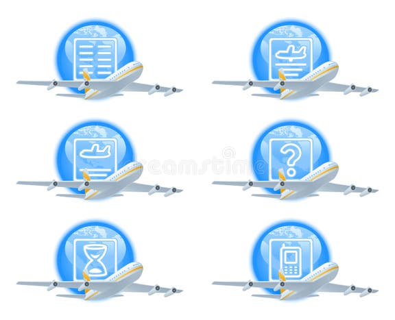 Flight status icon set stock vector. Illustration of estimated - 24942587