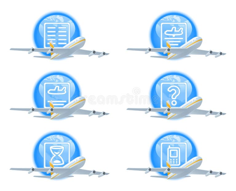 Flight status icon set stock vector. Illustration of estimated - 24942587