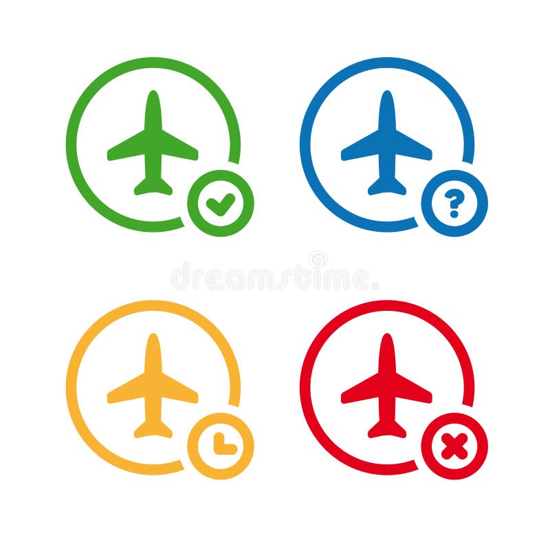 Flight status icon set stock vector. Illustration of plane - 24942620