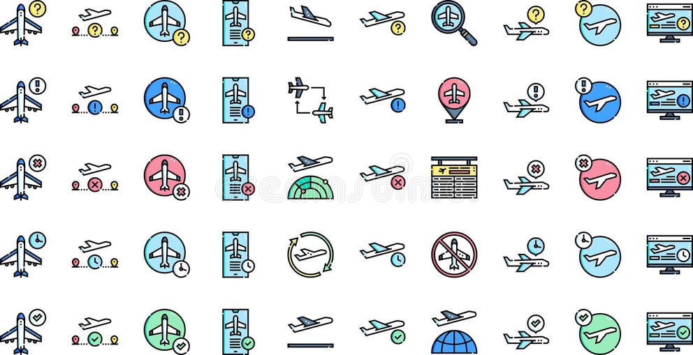 Flight Status Icons .. High-Quality Vector Icons Collection with ...