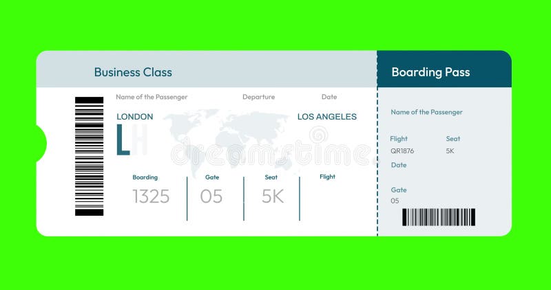 Flight Status on Ticket from London To Las Angles Animation with Green ...