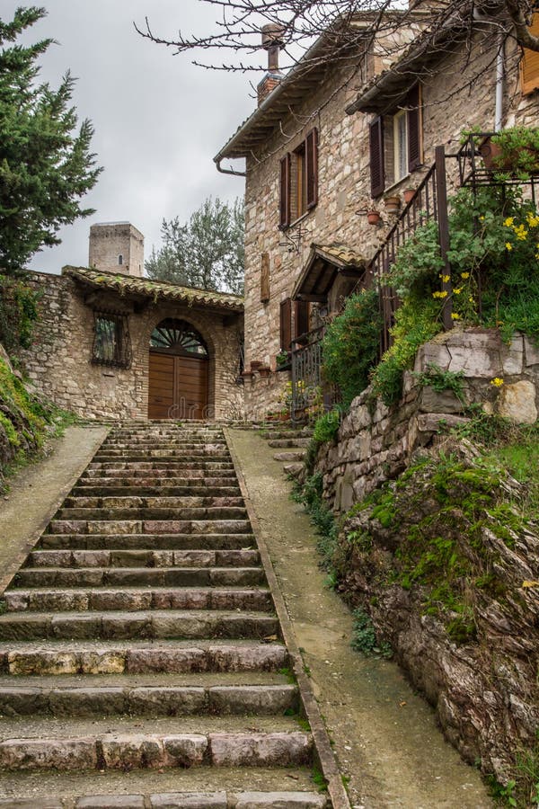 Flight of steps in Assisi stock image. Image of flight - 47777749