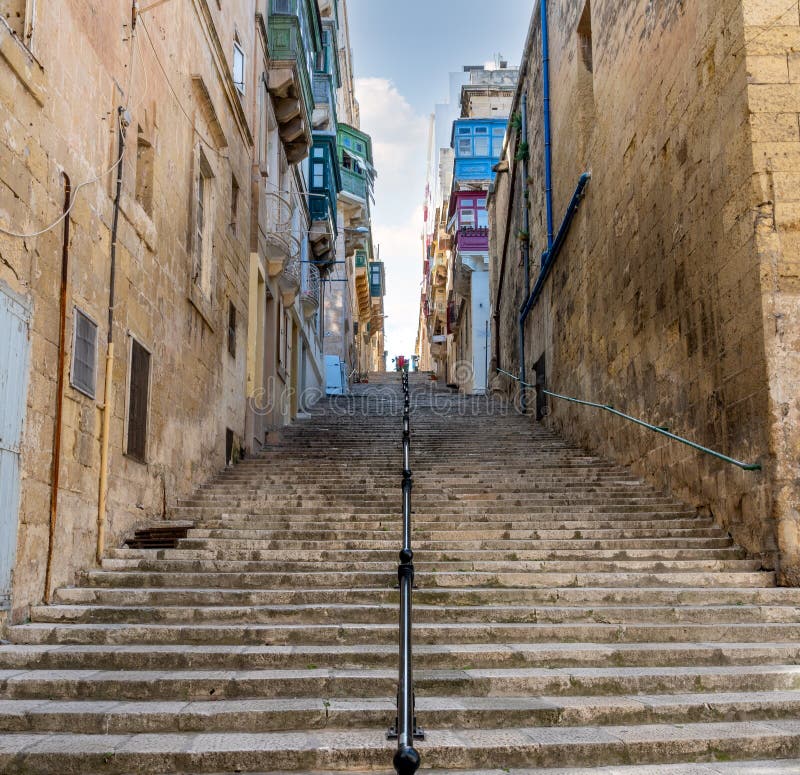 Flight of Steps in Valletta Stock Image - Image of island ...