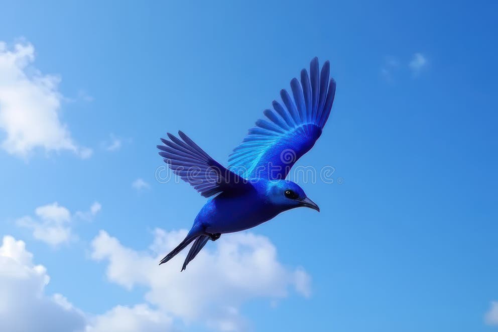 Flight of the Striking Blue Bird Stock Illustration - Illustration of ...
