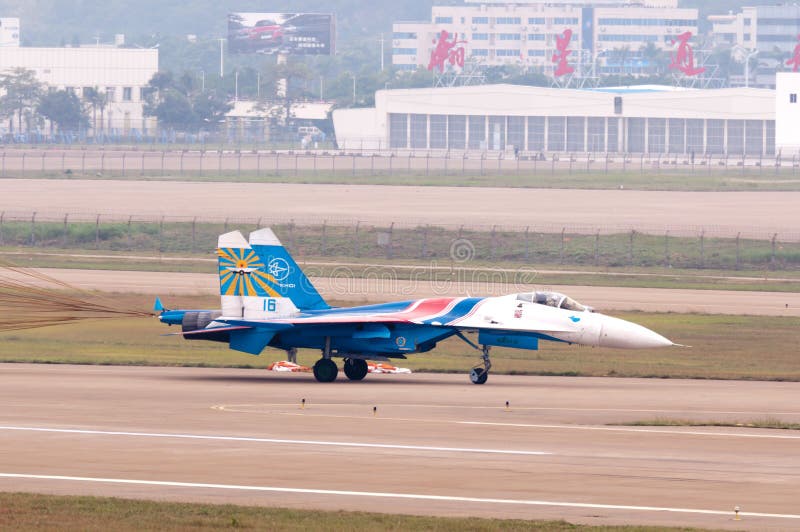 Team Flight Su-27 Flying Over Airshow Hall Editorial Photo - Image of ...