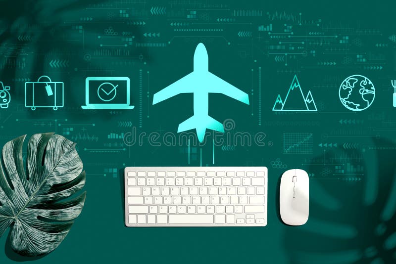 Flight Ticket Booking Concept with a Computer Keyboard Stock Photo ...