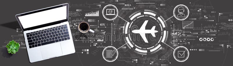 Flight Ticket Booking Concept with a Laptop Computer Stock Image ...
