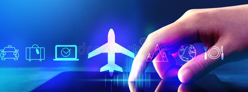 Flight Ticket Booking Concept with Tablet Computer Stock Photo - Image ...