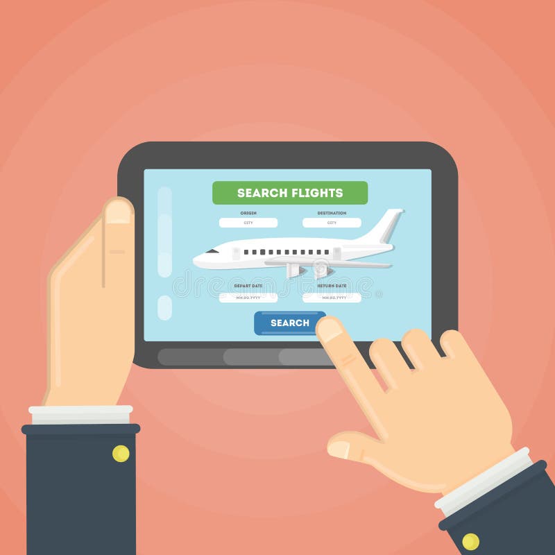 Flight ticket search. stock vector. Illustration of flat - 91649857