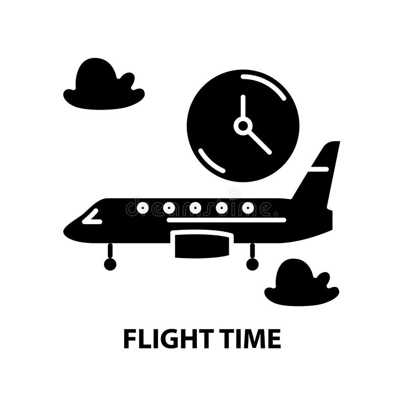 Flight Time Icon, Black Vector Sign with Editable Strokes, Concept ...