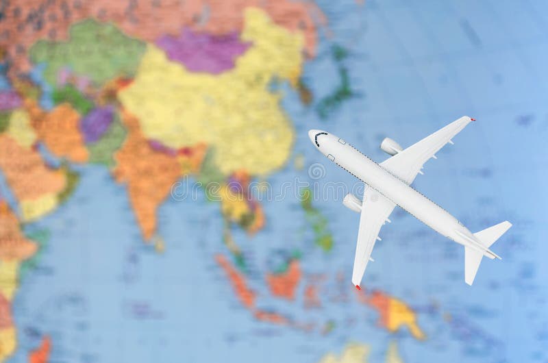 Flight To Asia Symbolic Image of Travel by Plane Map Stock Photo ...