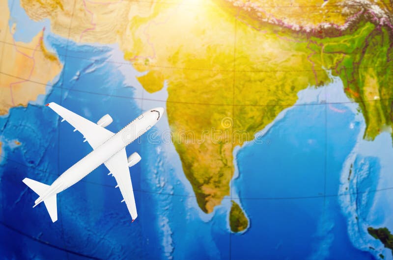 Flight To India Symbolic Image of Travel by Plane Map. Stock ...