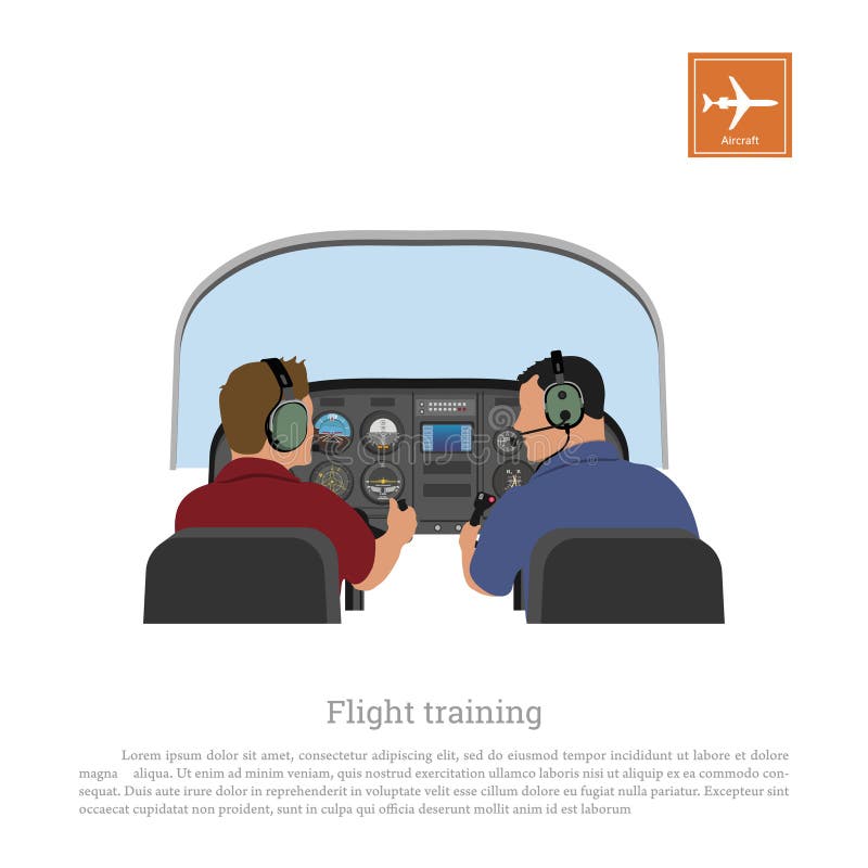 The Pilot and a Flight Attendant on the Plane Background Stock Vector ...