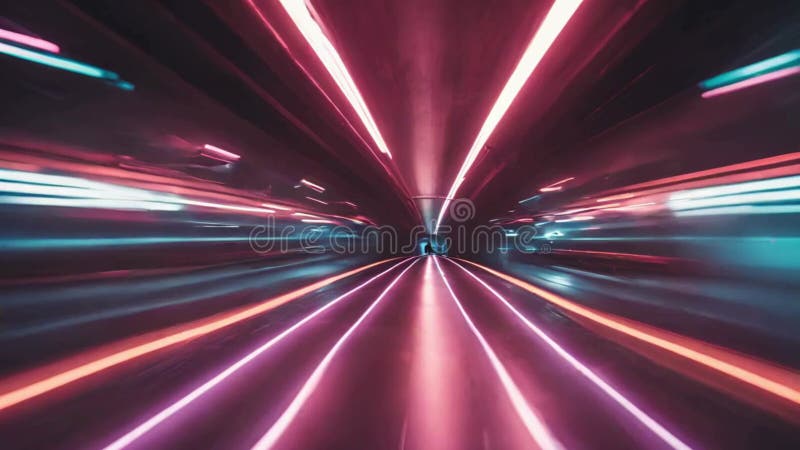 Flight through Tunnel Neon Light Abstract Background Stock Video ...