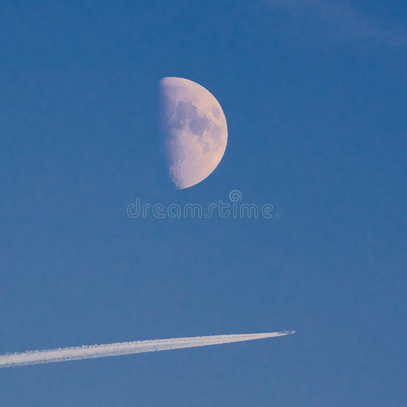 Flight under moon stock photo. Image of clear, planet - 255627832