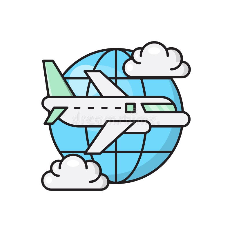Flight Vector Flat Color Icon Stock Illustration - Illustration of ...