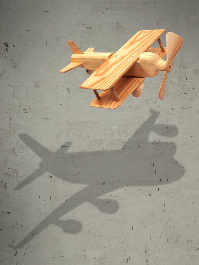 The Flight Wood Airplane with the Shadow Plane Stock Photo - Image of ...