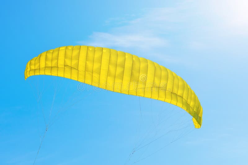 Yellow Parachute Sky Blue stock photo. Image of recreation - 6376976