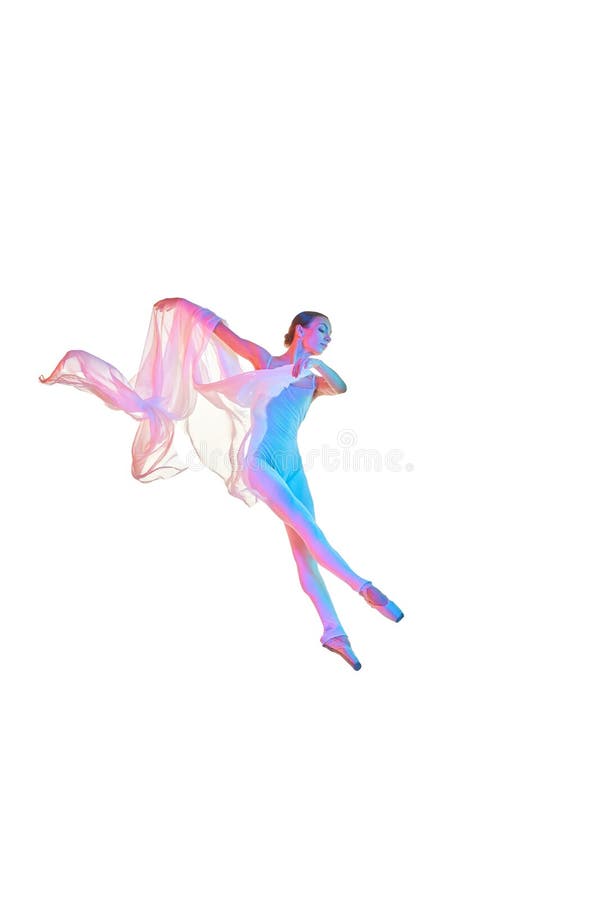 Flight. Young Woman, Processional Ballet Dancer Making Performance with ...