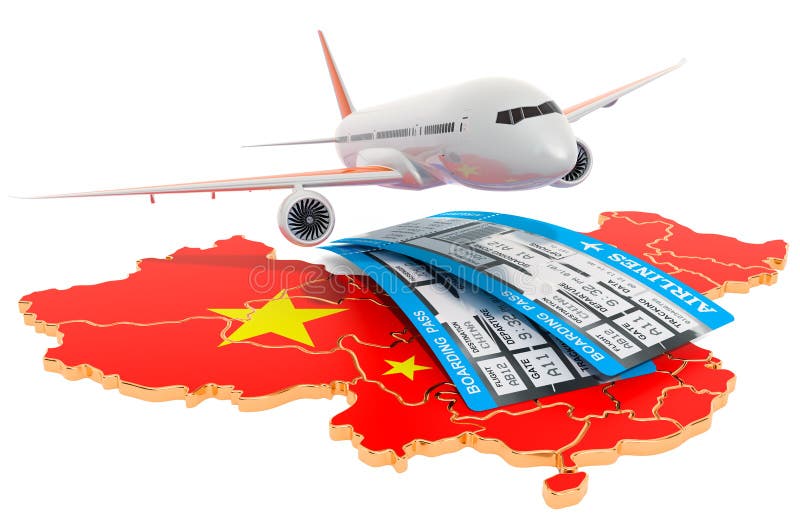 Flights To China Concept. 3D Rendering Stock Illustration ...