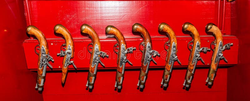 Flintlocks stock image. Image of brass, ammunition, galleon - 228527871