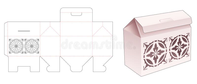 Flip Bag Box with Stenciled Pattern Die Cut Template Stock Vector ...
