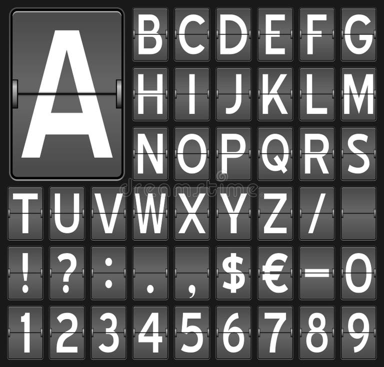 Flip Board Letters & Numbers Stock Vector - Illustration of scoreboard ...