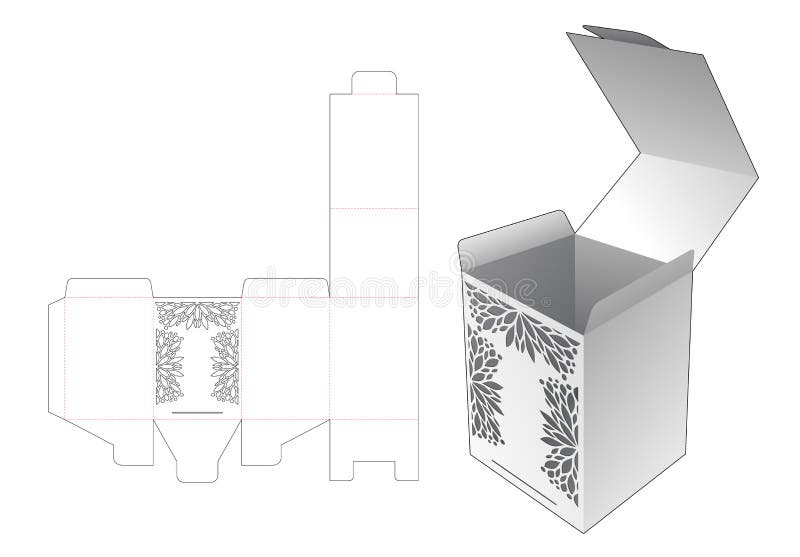 Flip Box with Hidden Stenciled Pattern Die Cut Template and 3D Mockup ...
