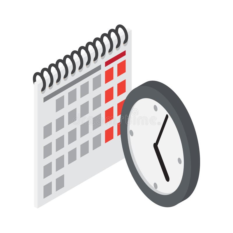 Flip Calendar and Wall Clock in Flat Style Stock Vector - Illustration ...