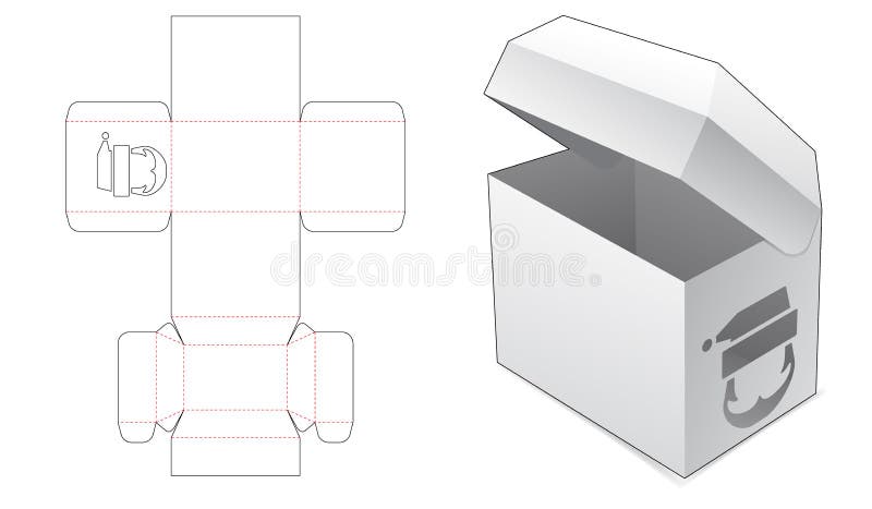 Flip Box with Stenciled Pattern on Top Flip Die Cut Template and 3D ...
