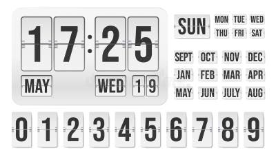 Flip Clock. Countdown Mechanical Timer with Hour Date Month Indicators ...