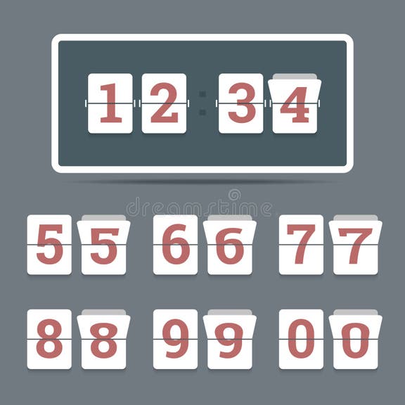 Flip Clock in Flat Style with All Flipping Numbers. Stock Vector ...
