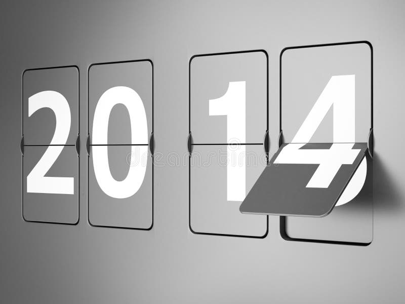 Flip Clock with 2014 Signs. New Year Concept Stock Illustration ...