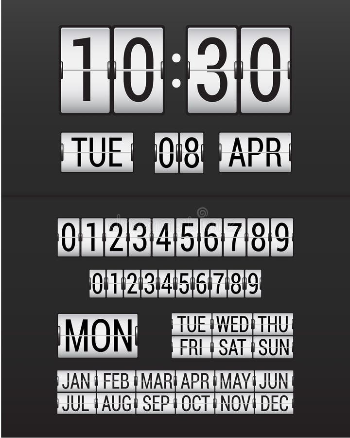 Flip Clock White stock vector. Illustration of alphabet - 197120490