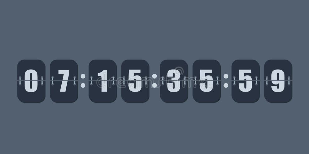 Flip Countdown Clock Counter Timer. Vector Time Remaining Count Down Flip Board with Scoreboard ...