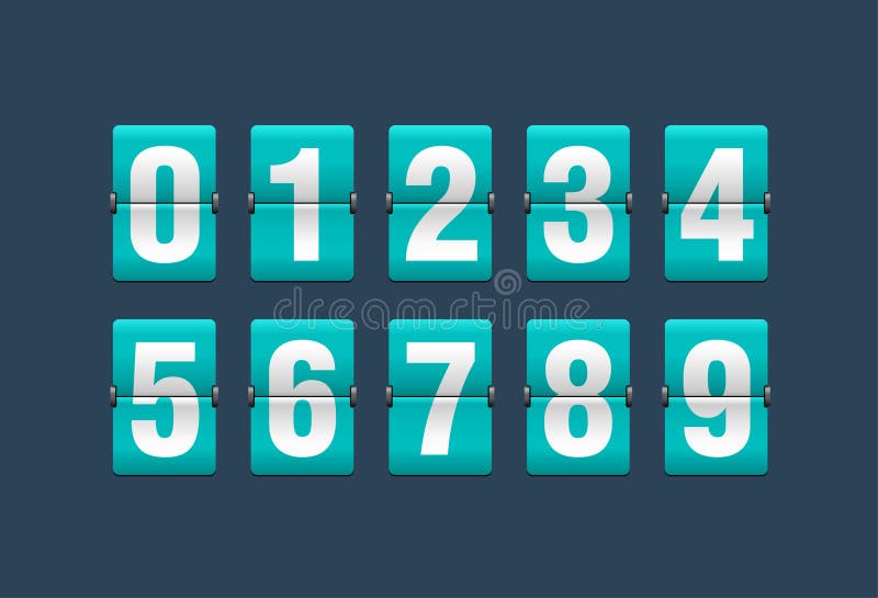 Flip Turquoise Countdown Clock Stock Vector - Illustration of design ...