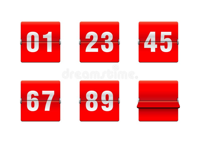 Vector White Scoreboard Numbers With Shadows For Flip Countdown Timer