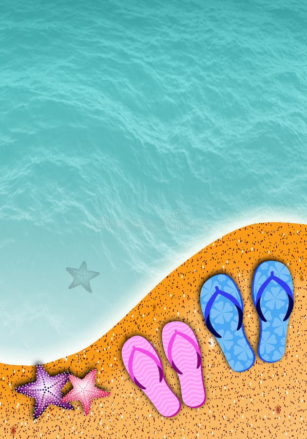 Flip-flop on the beach stock illustration. Illustration of snorkel ...