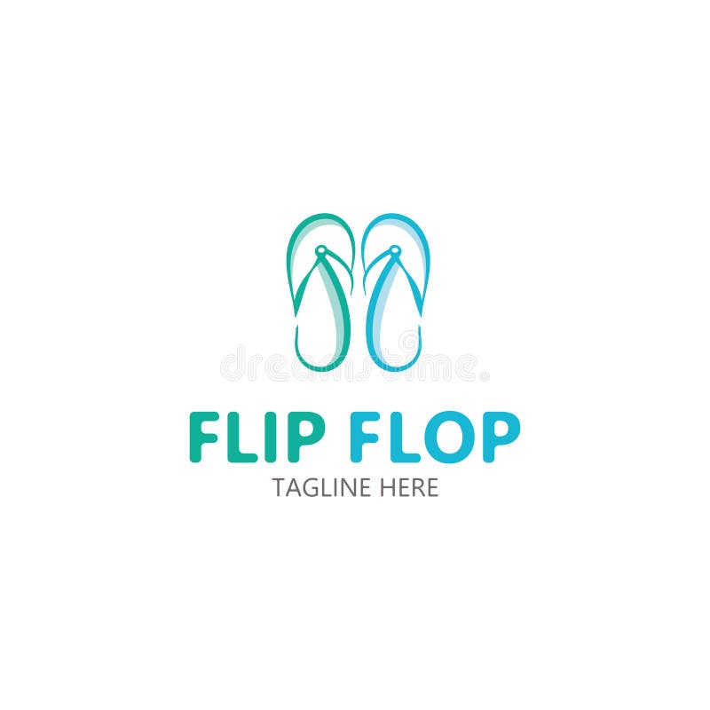 Flip Flop Logo Design Style Line Art Template Illustration Stock Vector ...